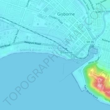Waikanae Beach topographic map, elevation, terrain