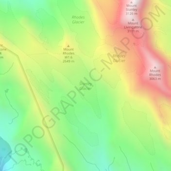 Stanley Glacier topographic map, elevation, terrain