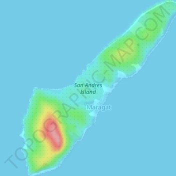 San Andres Island topographic map, elevation, terrain