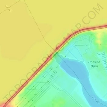 Haditha Dam topographic map, elevation, terrain