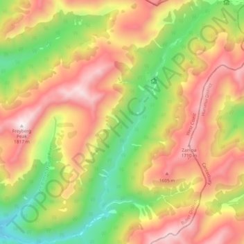 Right Branch Maruia River topographic map, elevation, terrain