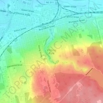 Victoria Park topographic map, elevation, terrain