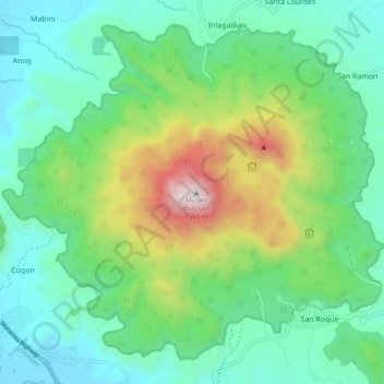 Bulusan Volcano Natural Park topographic map, elevation, terrain