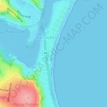 Narrabeen Beach topographic map, elevation, terrain