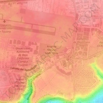 Reserva Natural UABC Otay topographic map, elevation, terrain