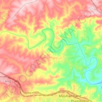 Nahoon River topographic map, elevation, terrain