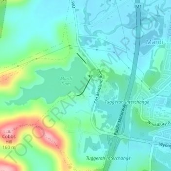 Mardi Dam topographic map, elevation, terrain