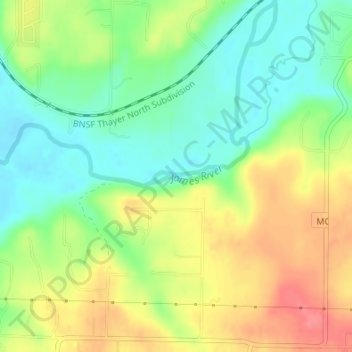 James River topographic map, elevation, terrain