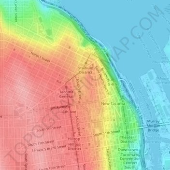 Wright Park topographic map, elevation, terrain