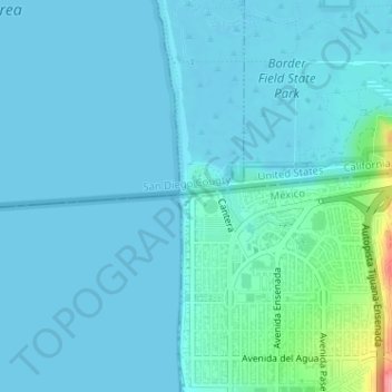 Tijuana topographic map, elevation, terrain