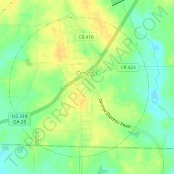 Omega topographic map, elevation, terrain