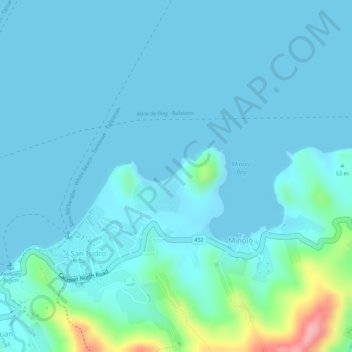 Bayanan Beach topographic map, elevation, terrain