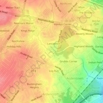 Ardentown topographic map, elevation, terrain