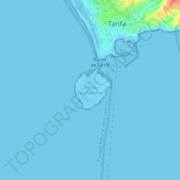 Isla de Las Palomas topographic map, elevation, terrain