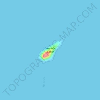 Kermadec Island topographic map, elevation, terrain