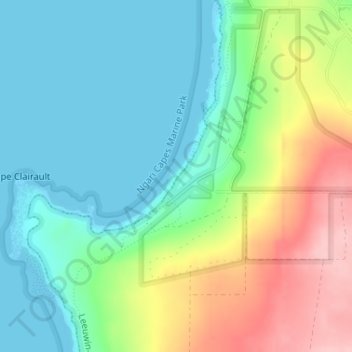 Injidup Beach topographic map, elevation, terrain