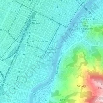 Parco del Valentino topographic map, elevation, terrain