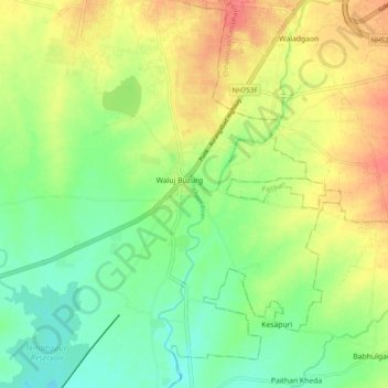 Kham River topographic map, elevation, terrain