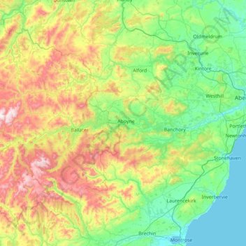 Deeside topographic map, elevation, terrain