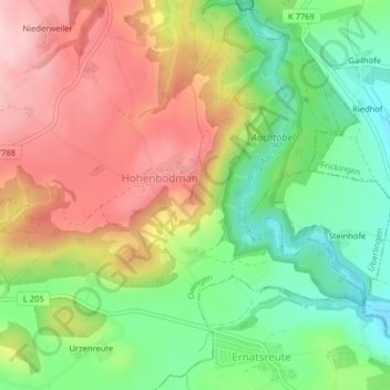 Aussichtsturm Hohenbodman topographic map, elevation, terrain