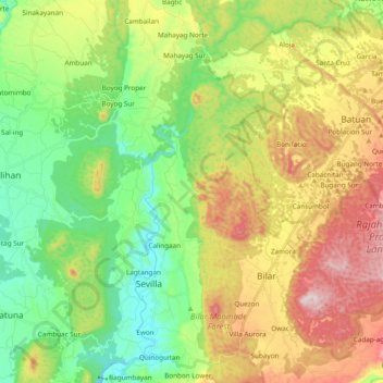 Loboc River topographic map, elevation, terrain