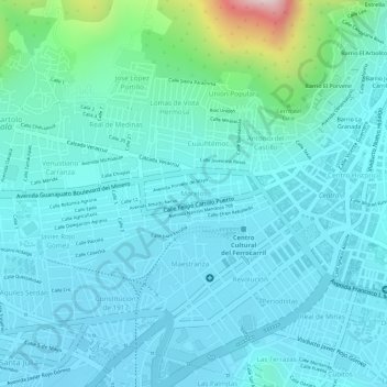 Parque Morelos topographic map, elevation, terrain
