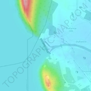 Ubol Ratana Dam topographic map, elevation, terrain