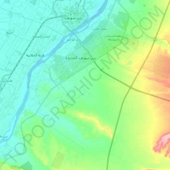New Bani Suef City topographic map, elevation, terrain