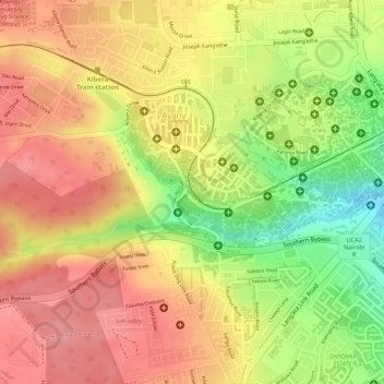 Drainage topographic map, elevation, terrain