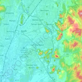 Sungai Pinji topographic map, elevation, terrain