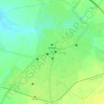 Dhoraji topographic map, elevation, terrain
