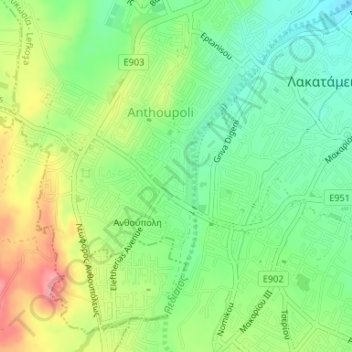 Lakatamia park;Lakatamia Park topographic map, elevation, terrain