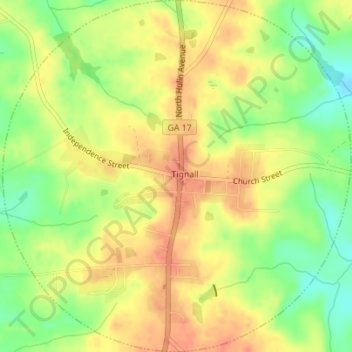 Tignall topographic map, elevation, terrain