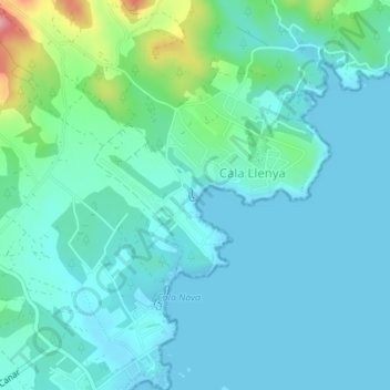 Cala Llenya topographic map, elevation, terrain