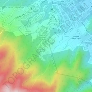 UPLB CFNR Alumni Forest and Nature Park topographic map, elevation, terrain