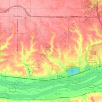 Buffalo Township topographic map, elevation, terrain