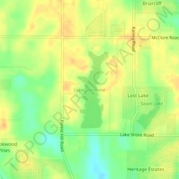 Lake Catherine topographic map, elevation, terrain