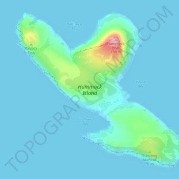 Hummock Island topographic map, elevation, terrain