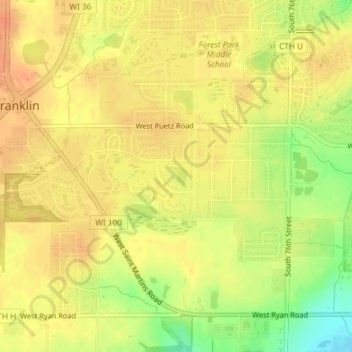 Meadowlands Park topographic map, elevation, terrain