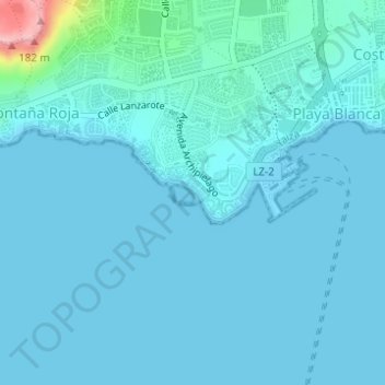 Playa Flamingo topographic map, elevation, terrain