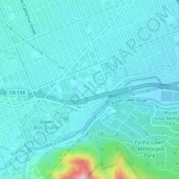 Johnny Carson Park topographic map, elevation, terrain