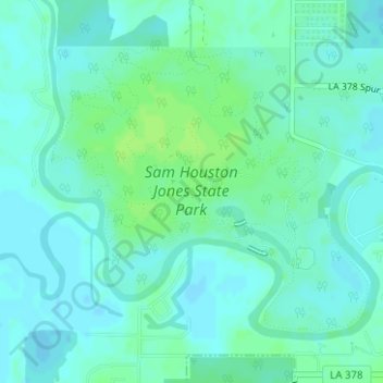 Sam Houston Jones State Park topographic map, elevation, terrain
