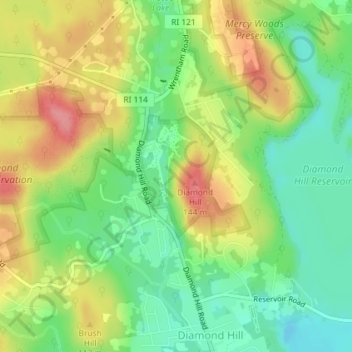 Diamond Hill Park topographic map, elevation, terrain