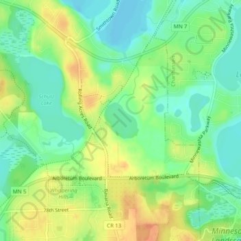 Tamarack Lake topographic map, elevation, terrain