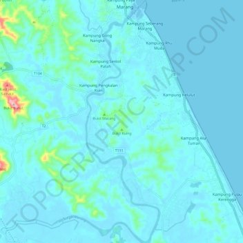Marang River topographic map, elevation, terrain