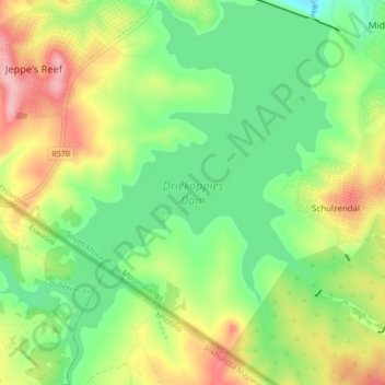 Driekoppies Dam topographic map, elevation, terrain
