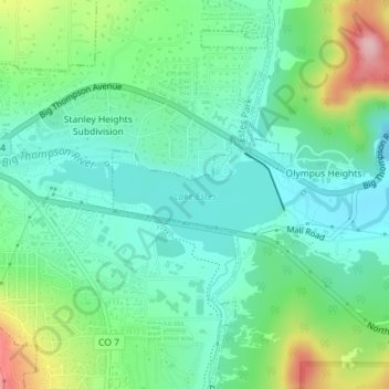 Lake Estes topographic map, elevation, terrain