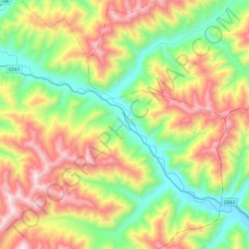 La River topographic map, elevation, terrain