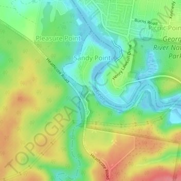 Sandy Point Reserve topographic map, elevation, terrain