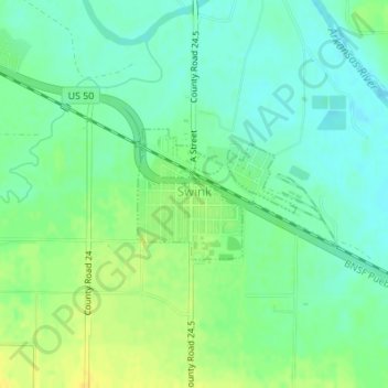 Swink topographic map, elevation, terrain